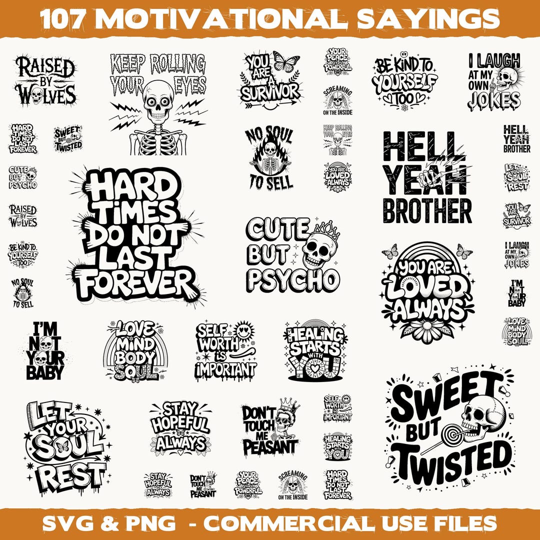 Motivational Sayings Svg Png Pdf Files Bundle Cricut Cut Files Instant ...