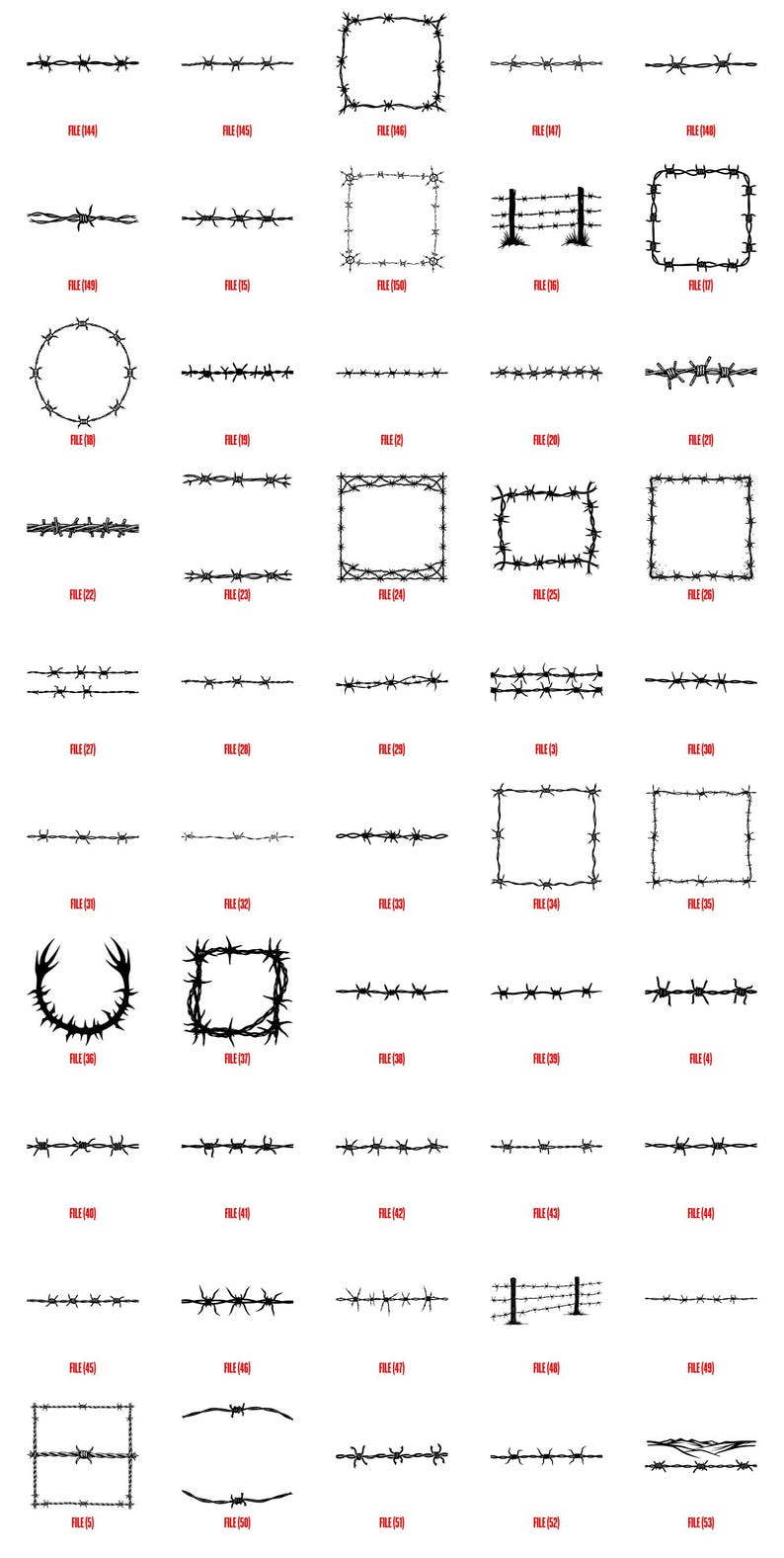 Rustic Barbed Wire Western Border SVG Bundle, Ranch Cowboy Wire Frame ...