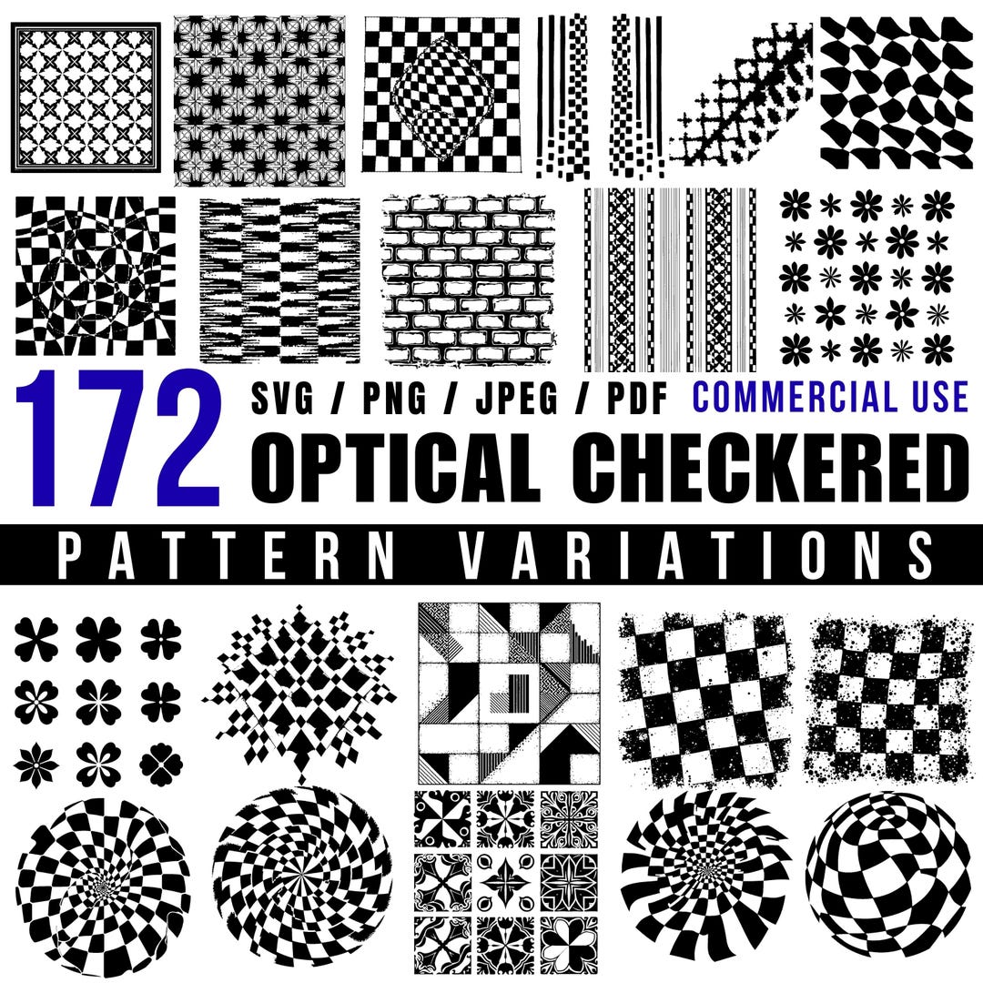 Optical Checkered Pattern Variations Svg Png Pdf Files Bundle Cricut ...
