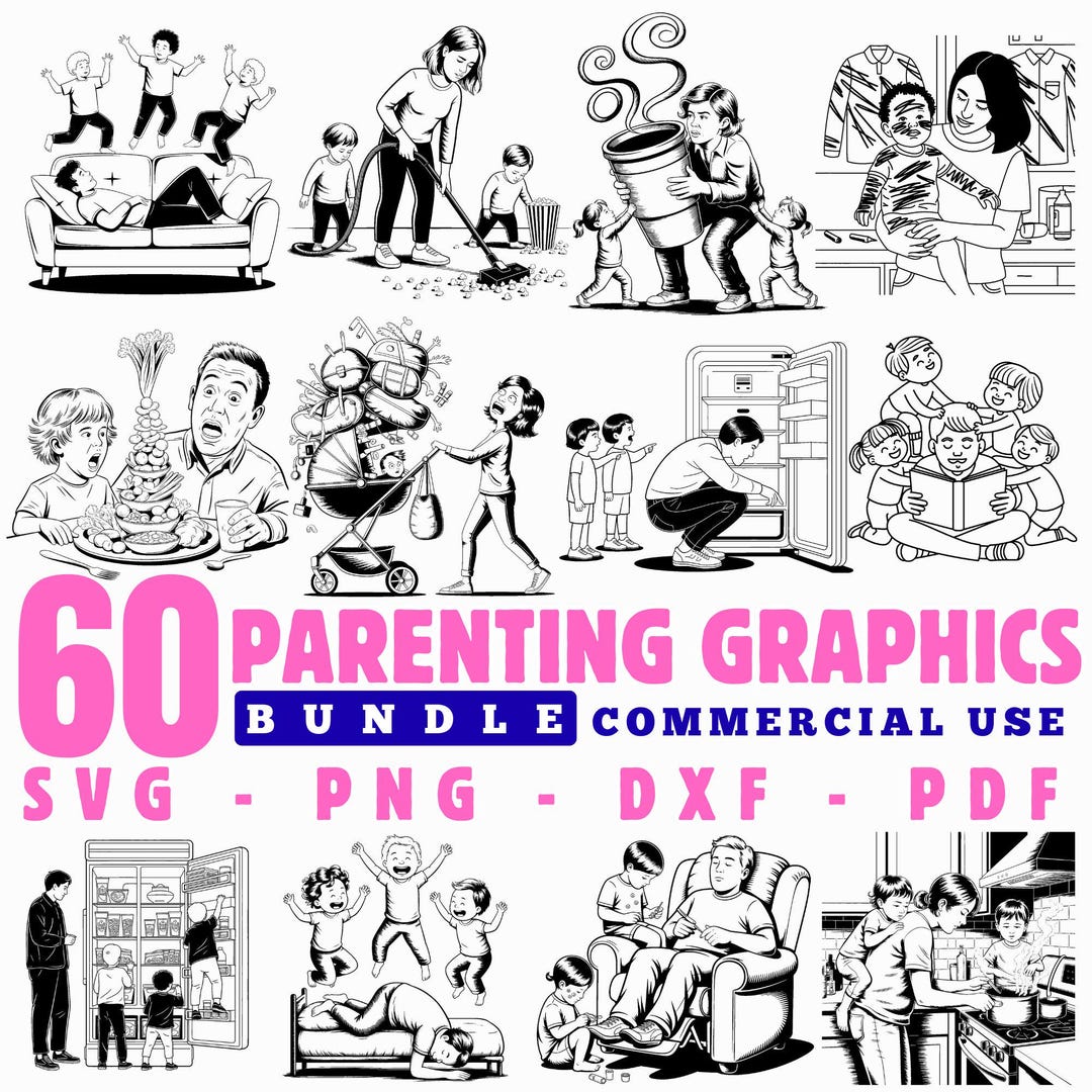 Parenting Graphics Svg Png Pdf & Dxf Bundle for Custom Shirts and ...