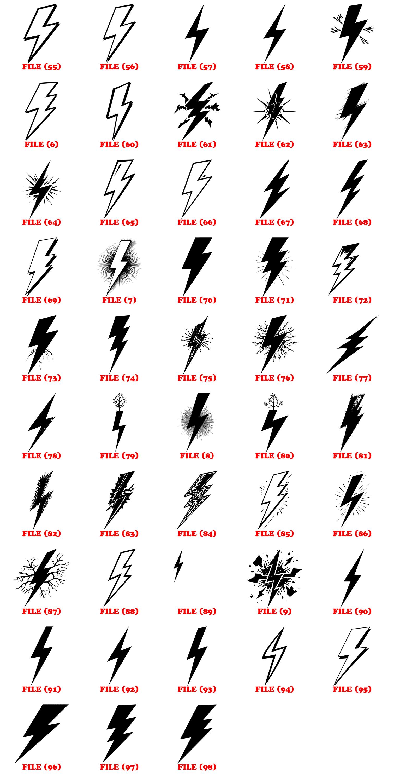 Different Lightning Bolt Sets Svg Png Pdf & Dxf Bundle for DIY Crafts ...