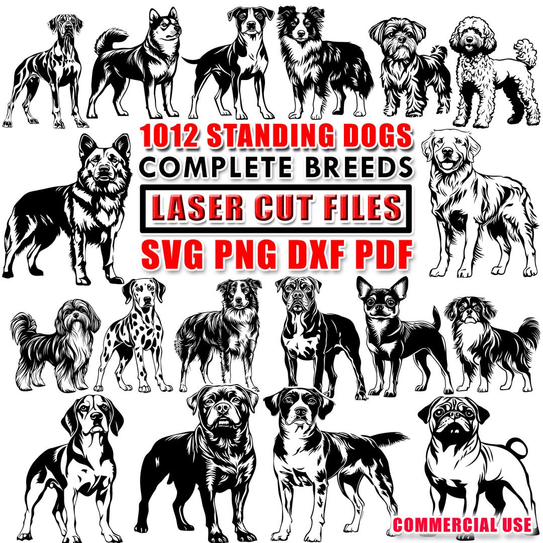Laser Cut Files 1012 Standing Dogs Complete Breeds Cuttable Bundle Svg ...