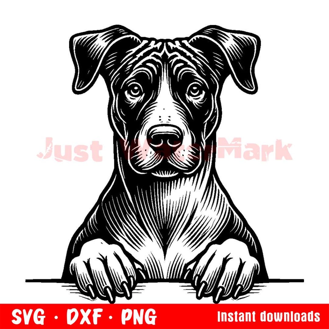 Treeing Tennessee Brindle Dog Breed Cute Peeking Pose Svg, Dxf, Png ...