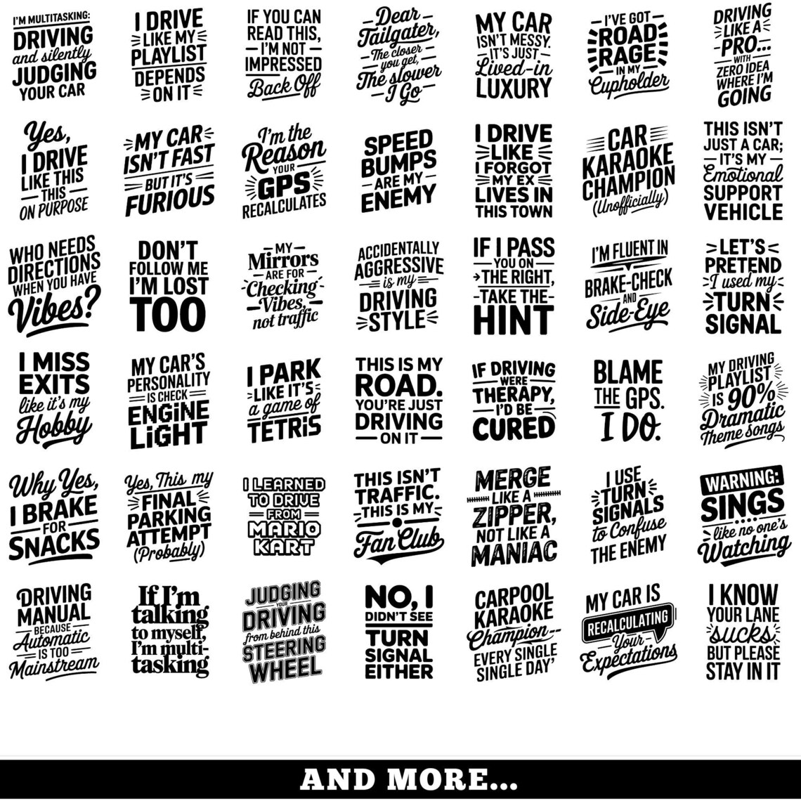 Funny Sarcastic Driver Sayings: SVG PNG PDF Files (commercial Use ...