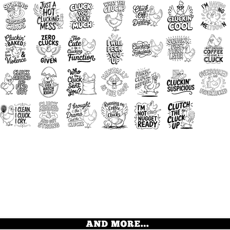 Funny Chicken Sayings SVG Bundle: Cluckin' Designs for Cricut ...