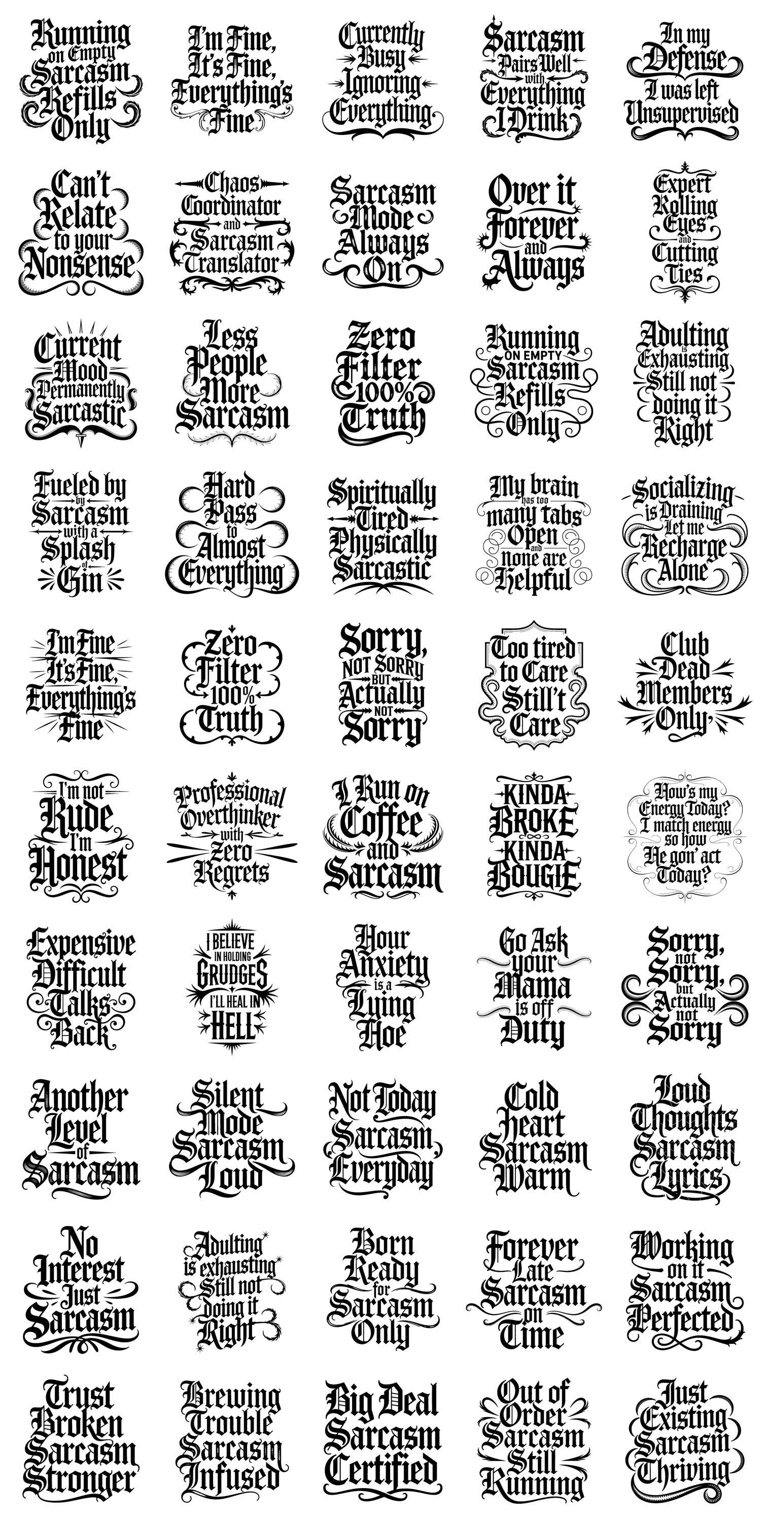 Sarcastic Gothic Sayings SVG Bundle: Cricut Cut Files (commercial Use ...