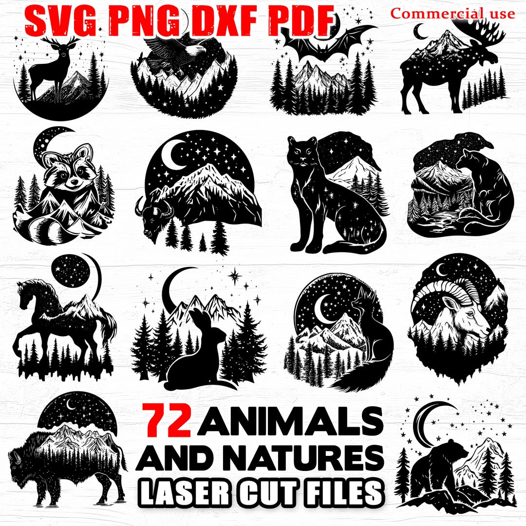 Laser Cut Files Animals and Nature Creative Art Cuttable Bundle Svg Dxf ...