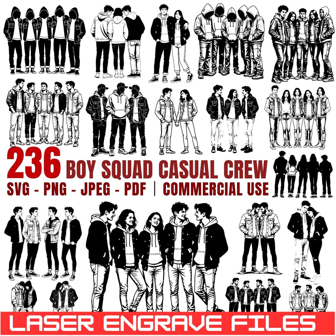 Fichiers de gravure laser Boy Squad : SVG, PNG, PDF - usage commercial ...