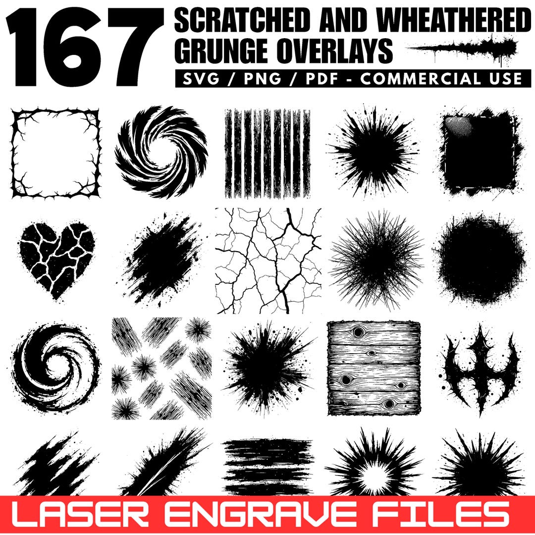 Grunge Texture Laser Engrave Files: Weathered Overlay SVG, PNG, PDF ...