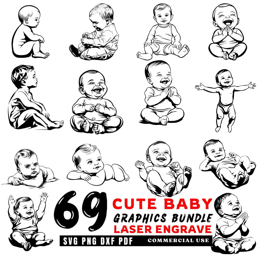 Laser Engraving Files Cute Baby Graphic Bundle Bundles Svg Dxf Pdf and ...