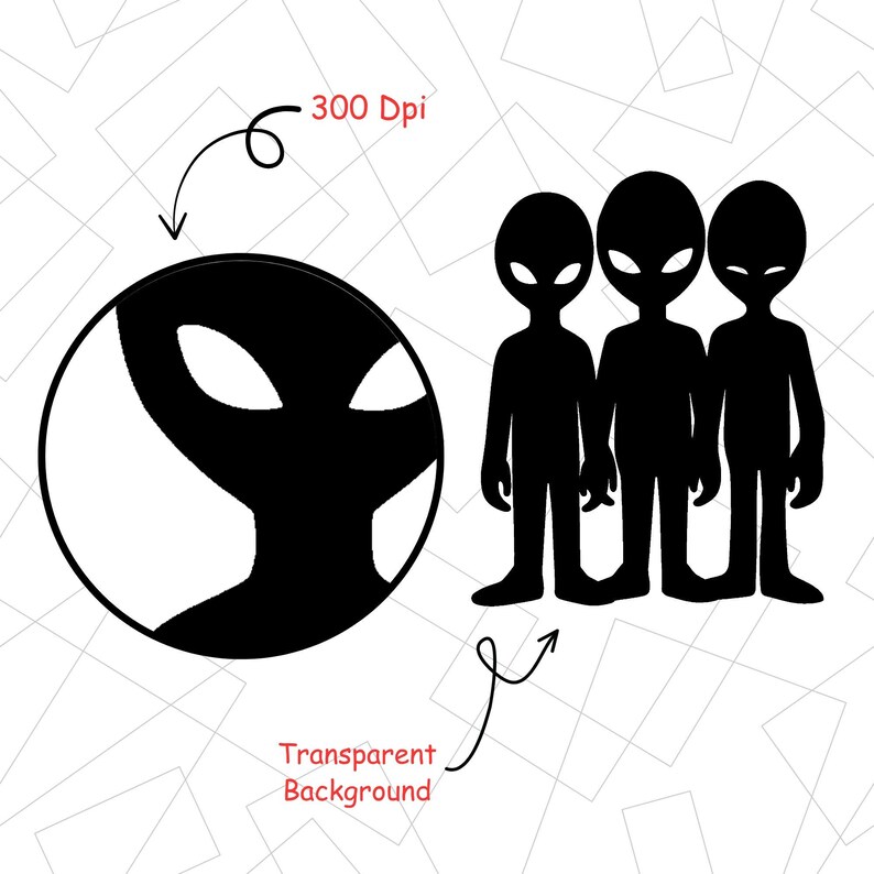 Alien Silhouette Graphics Bundle Svg Png Pdf Cricut File Instant ...