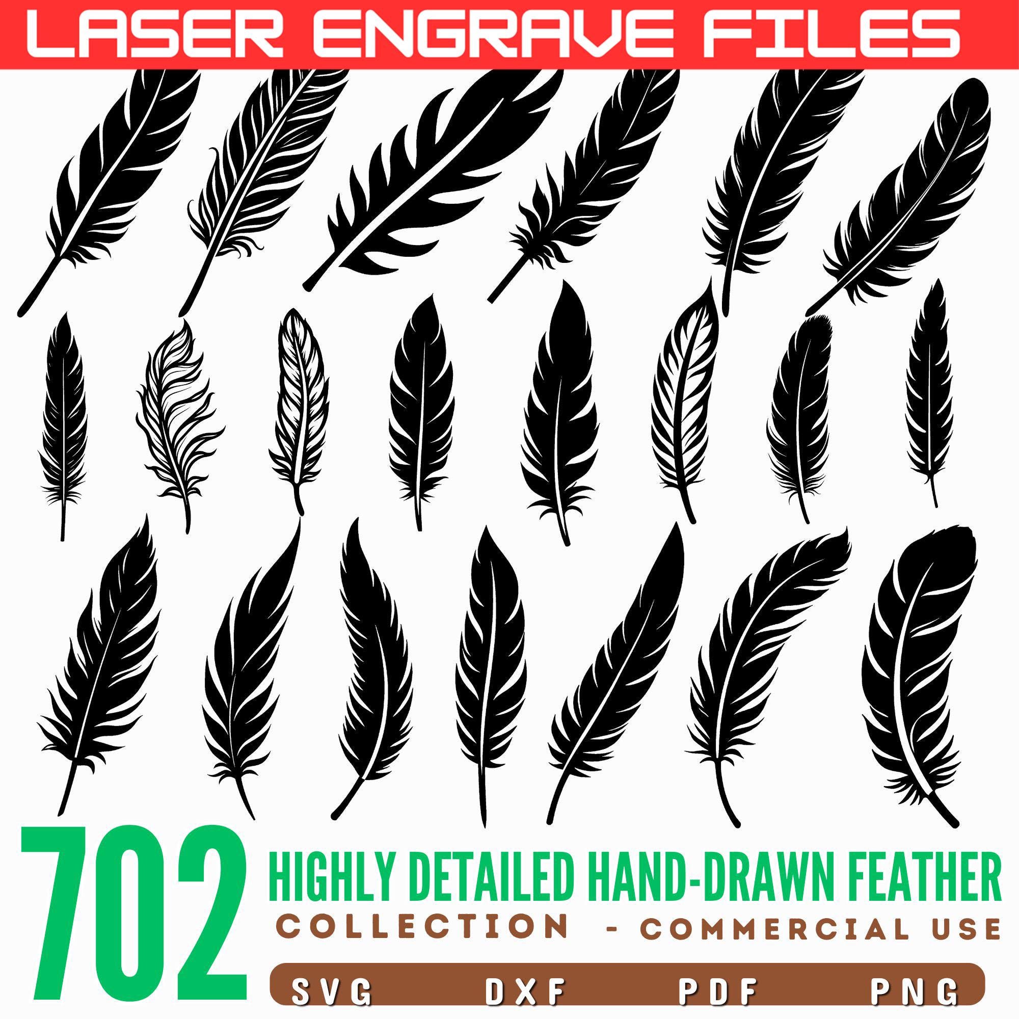 Feather Laser Engrave Files, Hand-drawn Collection (SVG, PNG, PDF) - Etsy