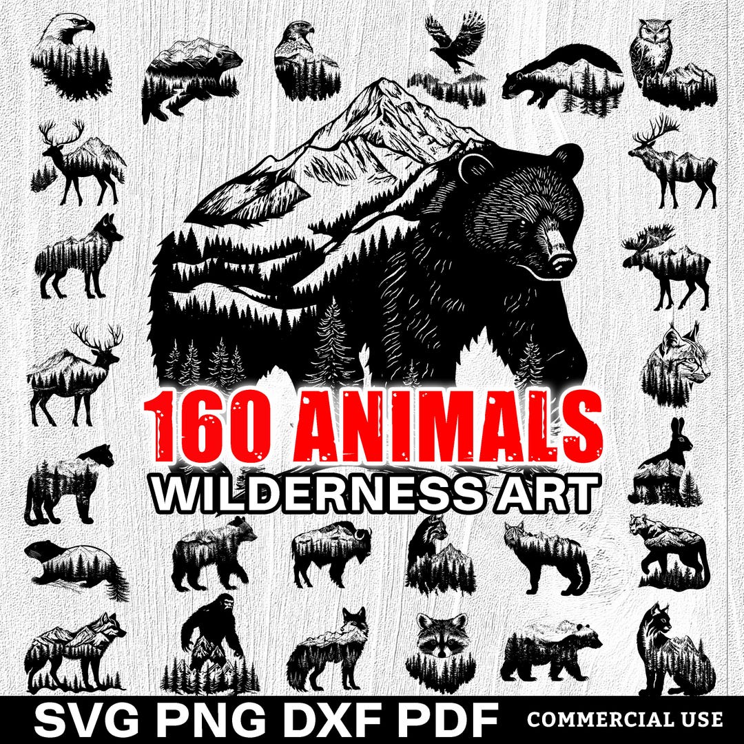 Animals Wilderness Art Cut File Designs Svg Files Bundle Design Svg Dxf ...