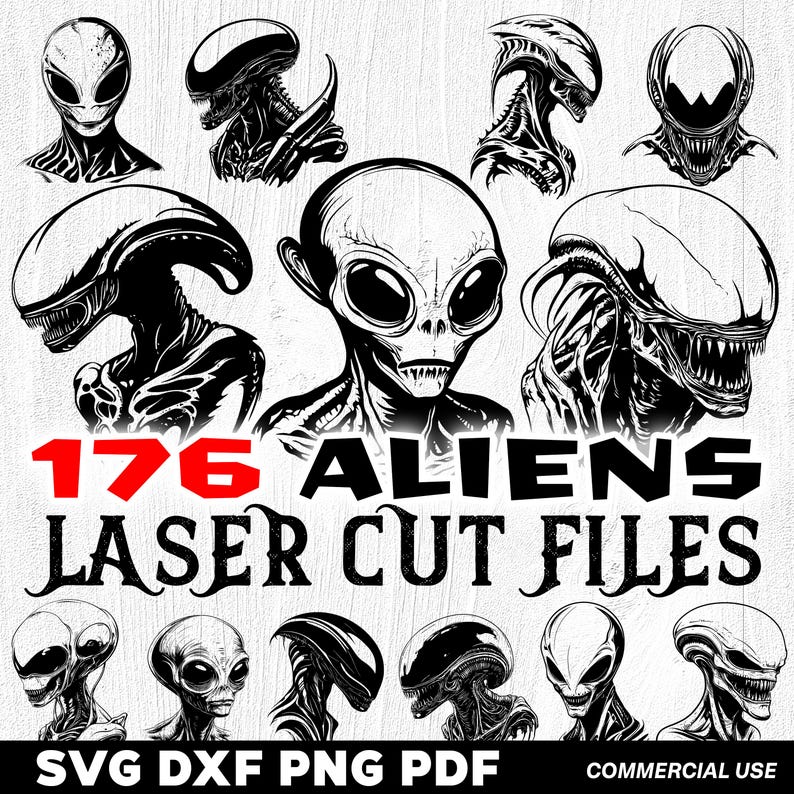 Laser Cut Files Alien Ufo Bundle Cuttable Bundle Svg Dxf Pdf & Png ...
