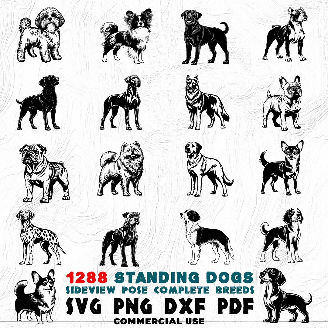 1288 Standing Dogs Sideview Complete Breeds Cut File Designs Svg Files ...