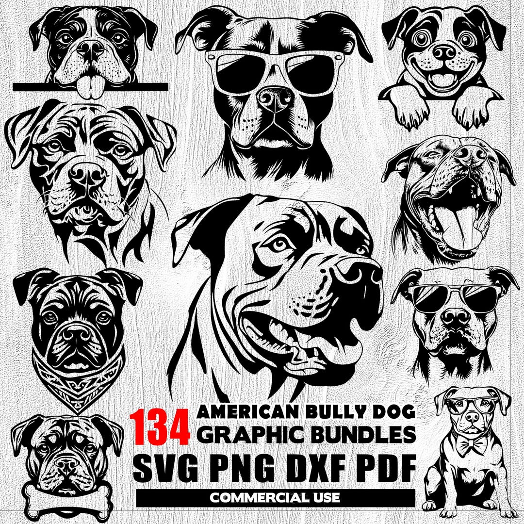 American Bully Dog-graphic Bundle Cut File Designs Svg Files Bundle ...