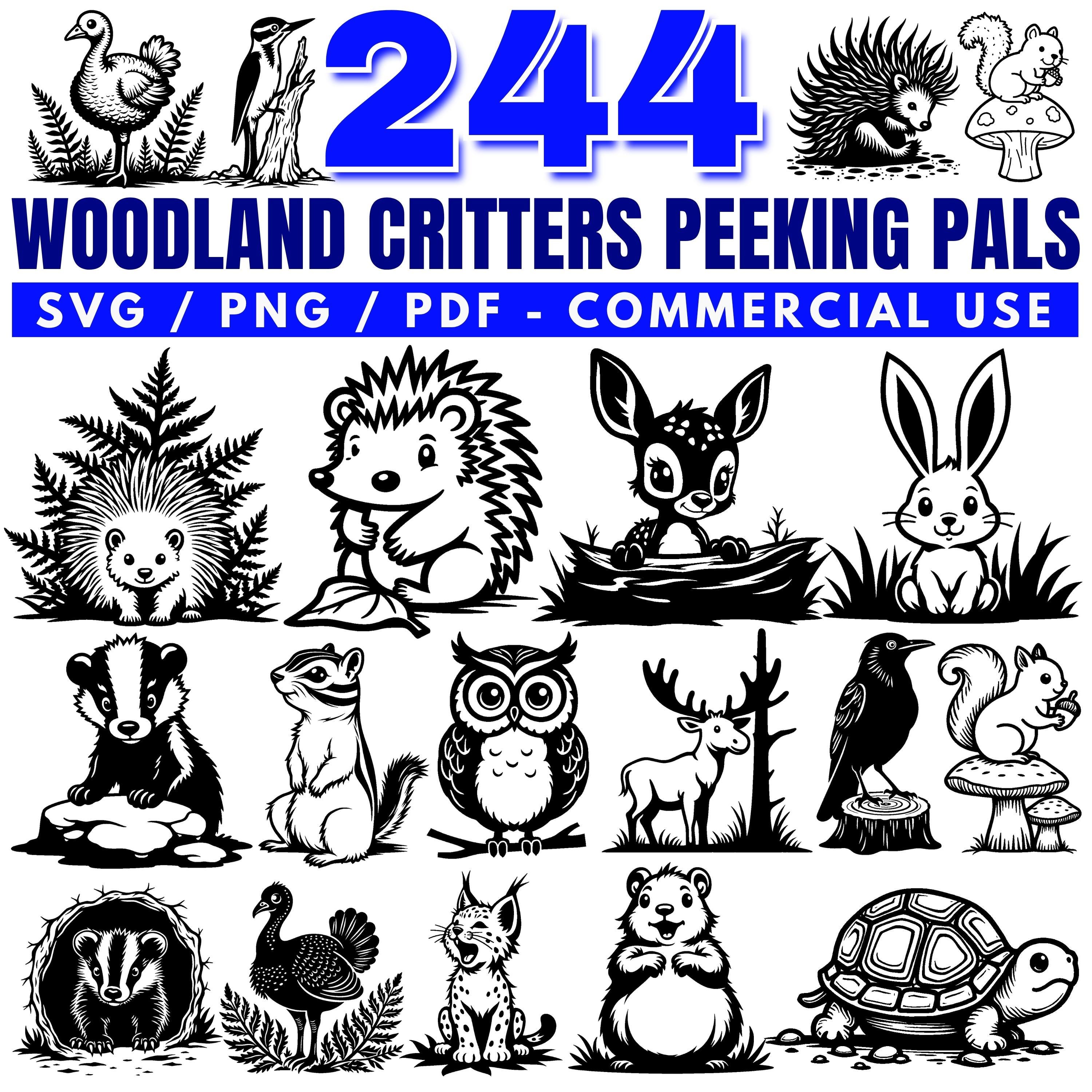 Woodland Critters SVG Bundle: Peeking Pals Cut Files (commercial Use ...