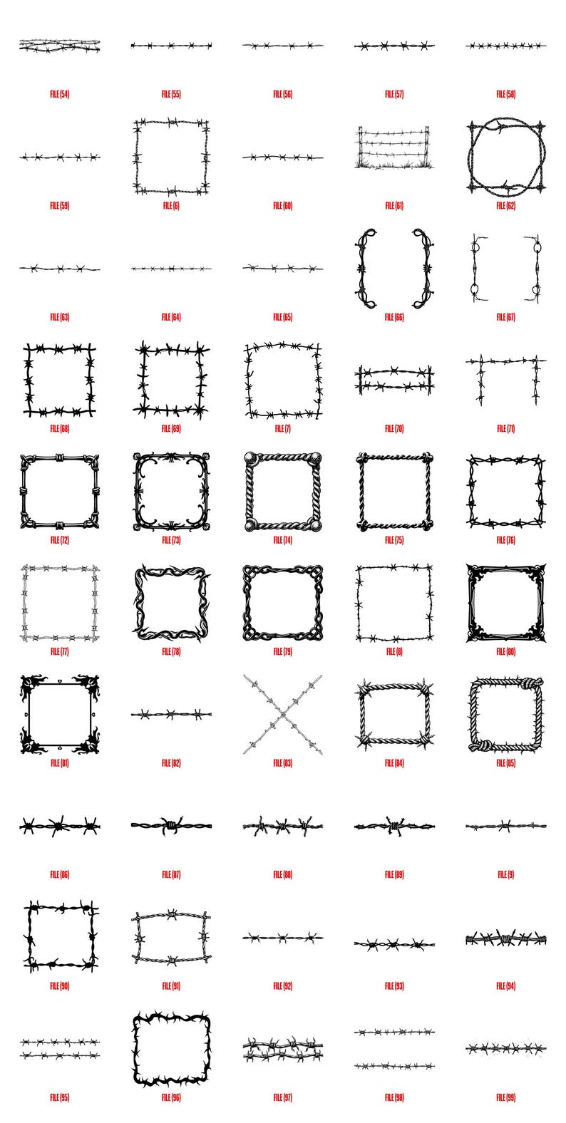 Rustic Barbed Wire Western Border SVG Bundle, Ranch Cowboy Wire Frame ...