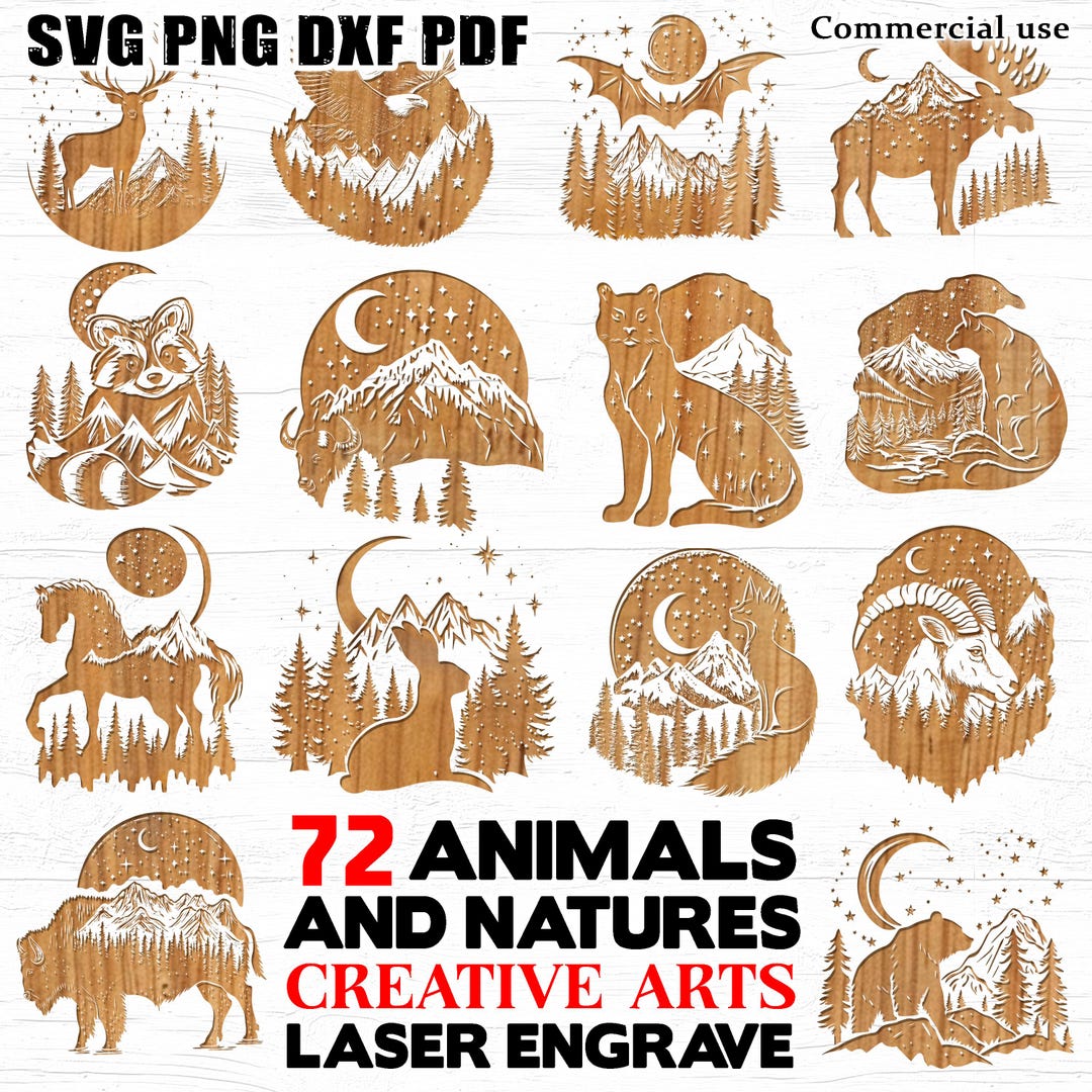 Laser Engraving Files Animals and Nature Creative Art Bundles Svg Dxf ...