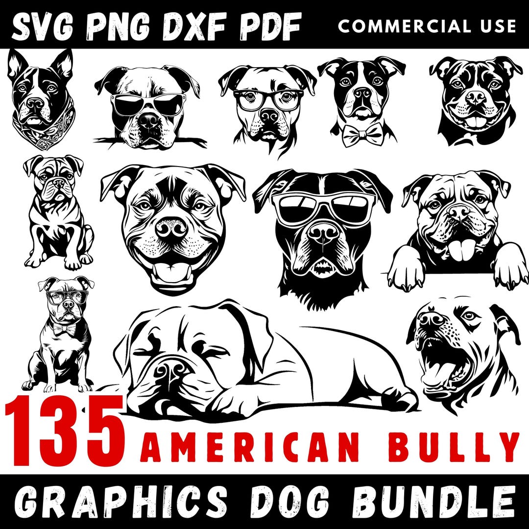 American Bully Dog Graphic Bundle Cut File Designs Svg Files Bundle ...