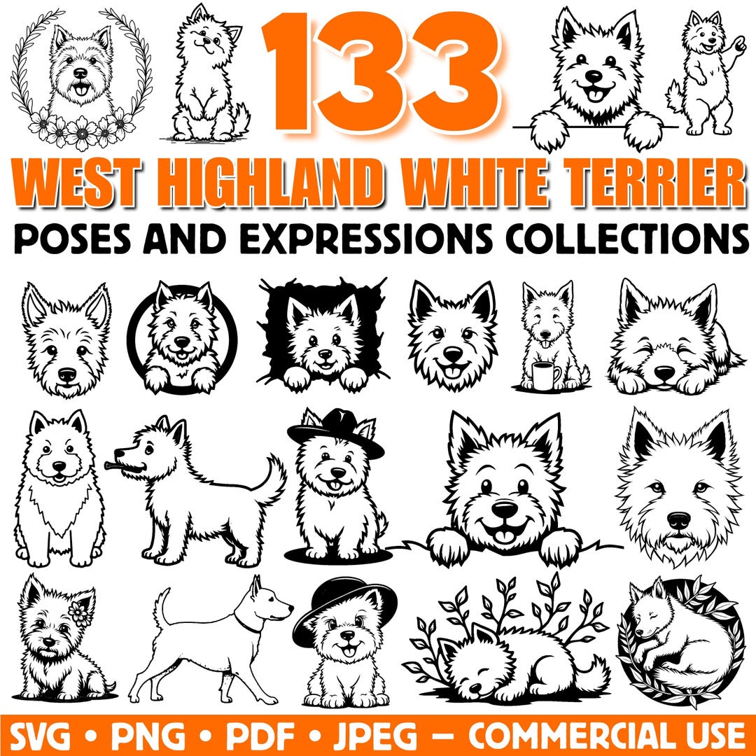 Westie Dog Graphic Collection: SVG, PNG, PDF Files (instant Download ...