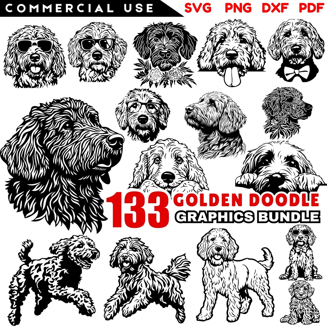 Golden Doodle Dog Bundle Graphics Cut File Designs Svg Files Bundle ...