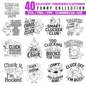 Funny Chicken Sayings SVG Bundle: Cluckin' Designs for Cricut ...