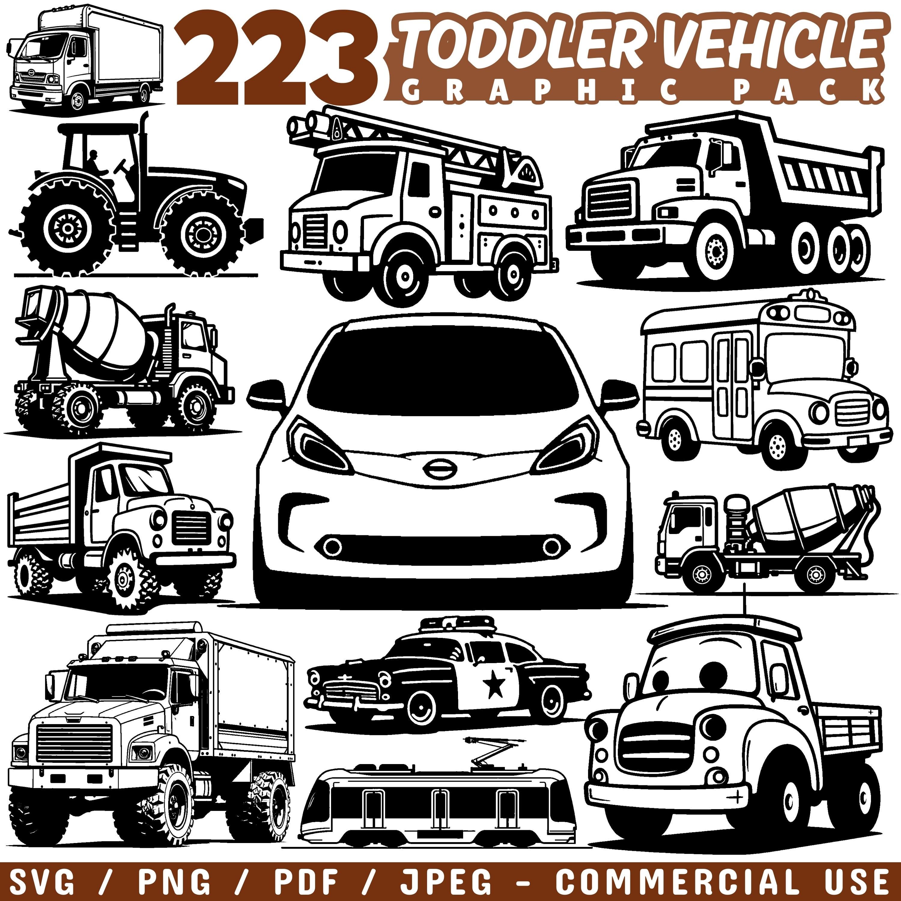 Toddler Vehicles Graphic Pack: SVG, PNG, PDF Files (commercial Use) - Etsy
