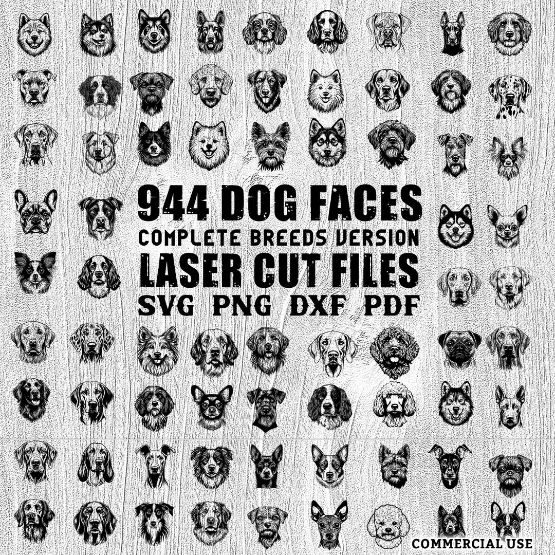 Laser Cut Files Dogs 944 Faces Complete Breeds Version Cuttable Bundle ...
