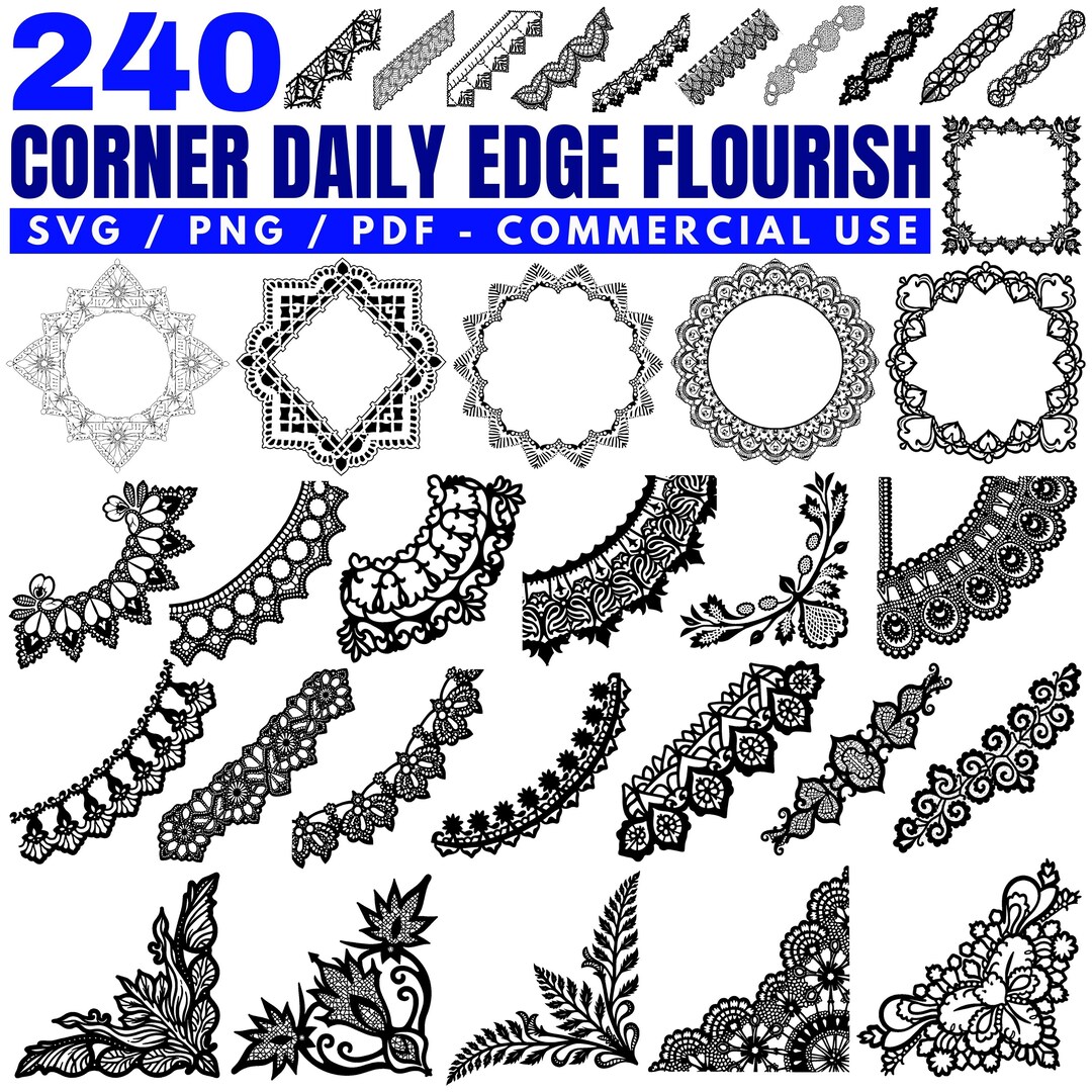 Corner Doily Flourish: SVG, PNG, PDF Cricut Cut Files (commercial Use ...