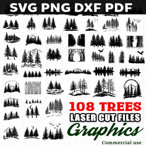 Laser Cut Files Trees Graphics Bundle Creative Art Cuttable Bundle Svg ...