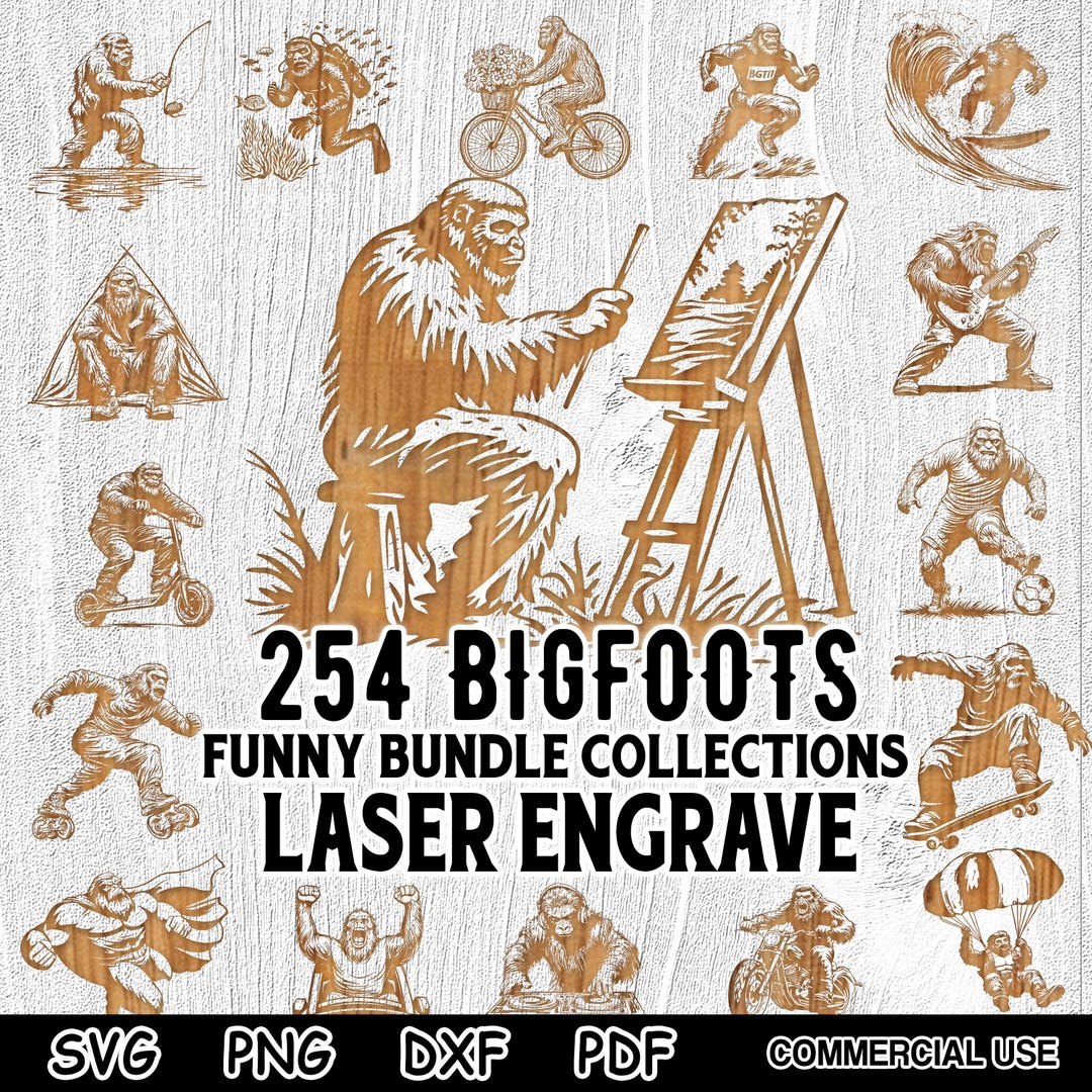 Laser Engraving Files Bigfoot or Sasquatch Funny Bundle Collection ...
