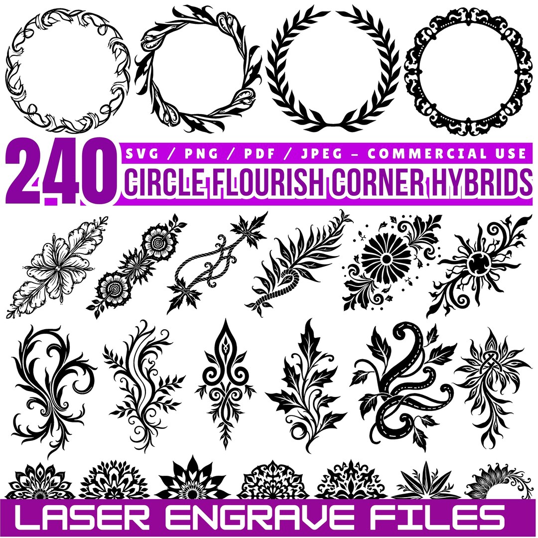 Laser Engrave Circle Flourish Designs: SVG, PNG, PDF Coaster Files ...