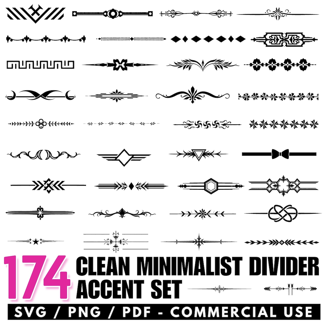 Minimalist Divider Accent Set: SVG PNG PDF Files (commercial Use ...