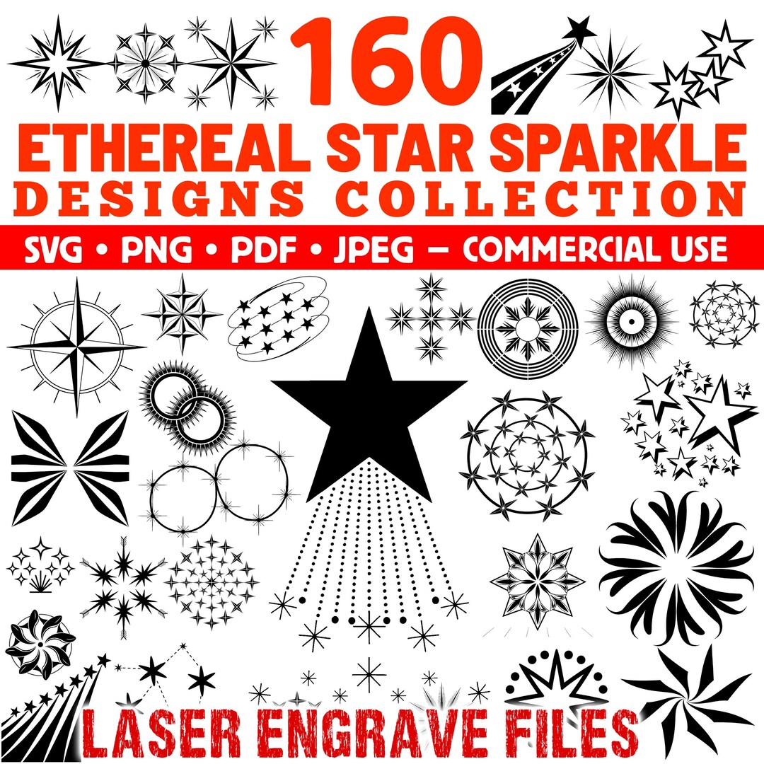 Star Sparkle Laser Engrave Files | Ethereal Designs (SVG, PNG, PDF) - Etsy