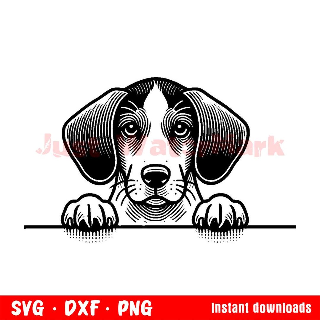 Treeing Walker Coonhound Dog Breed Cute Peeking Pose Svg, Dxf, Png ...