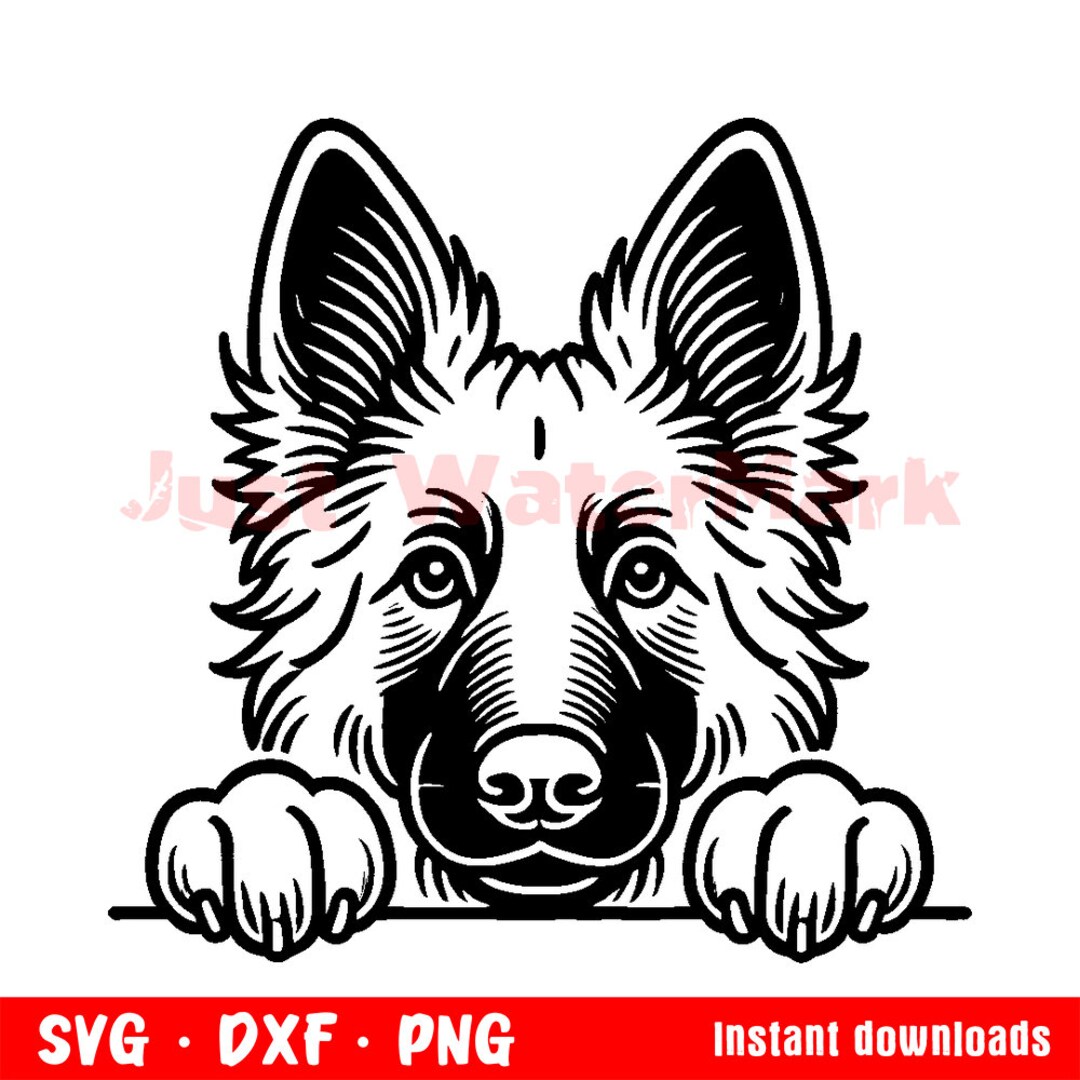 Dutch Shepherd Art Dog Peeking Pose Cute Pet Lover Svg, Dxf, Png Files ...