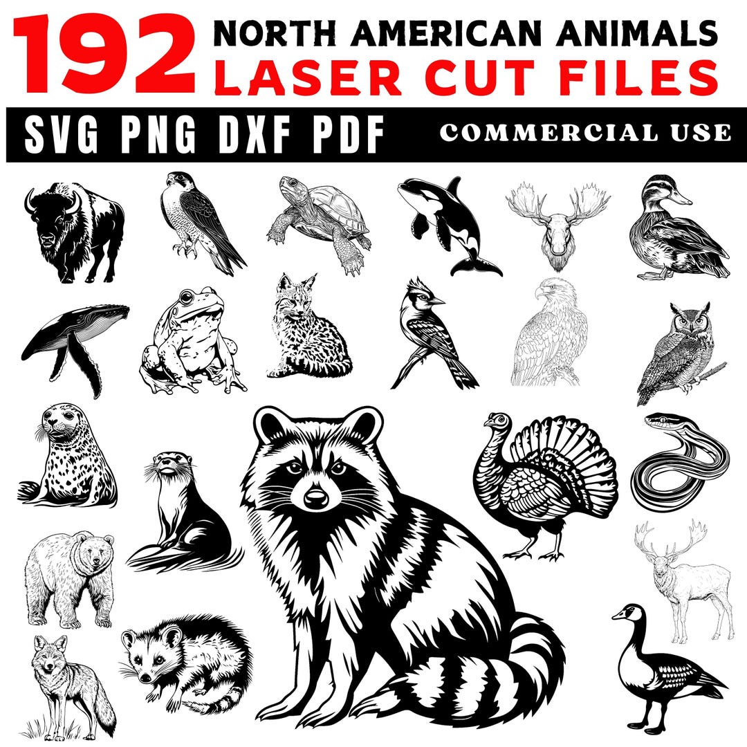 Laser Cut Files North American Animals Graphic Bundle Cuttable Bundle ...