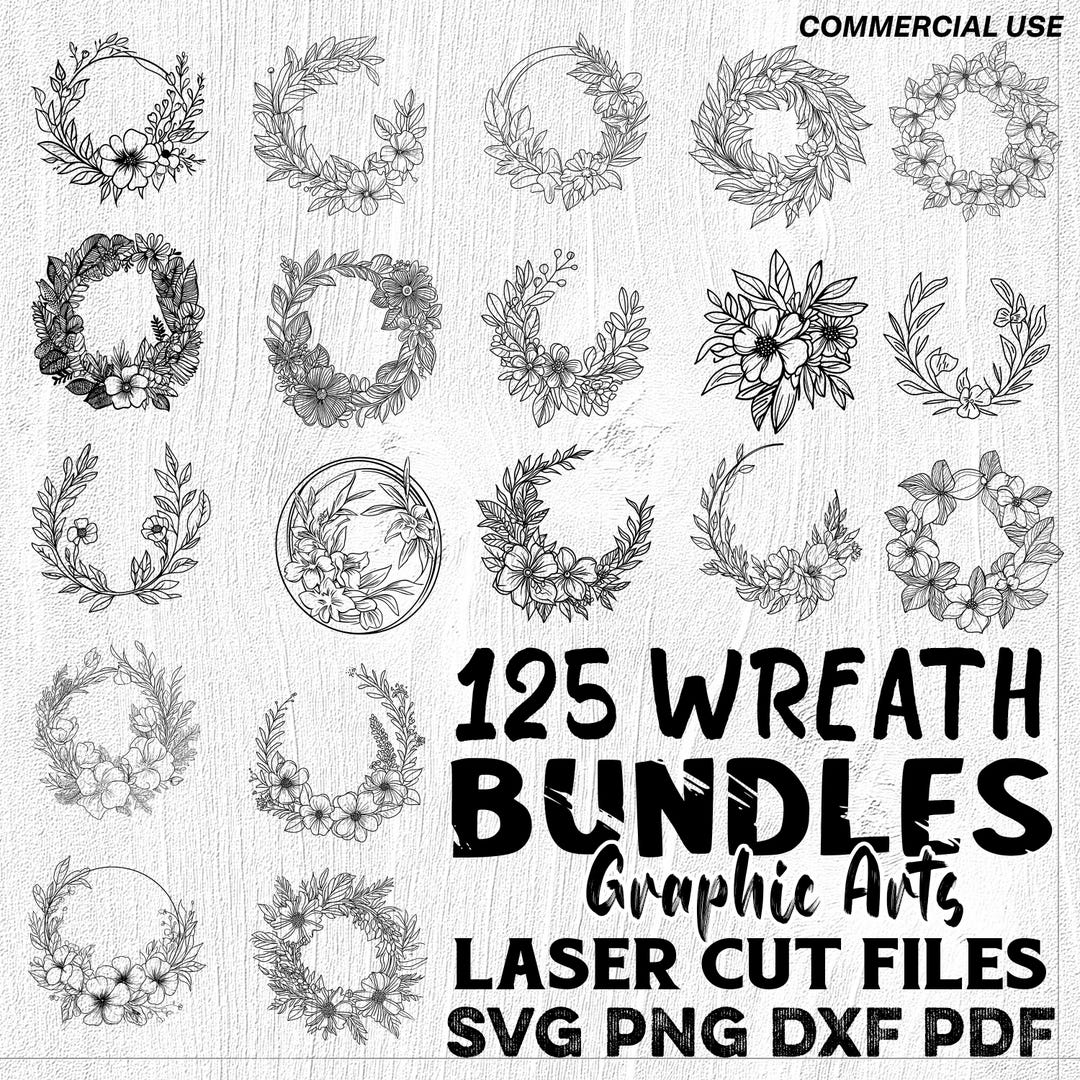 Laser Cut Files Wreath Bundle Graphic Art Cuttable Bundle Svg Dxf Pdf ...