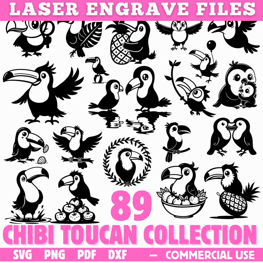 Chibi Toucan Laser Engrave Files, Etched Art (svg, Png, Pdf, Dxf) - Etsy