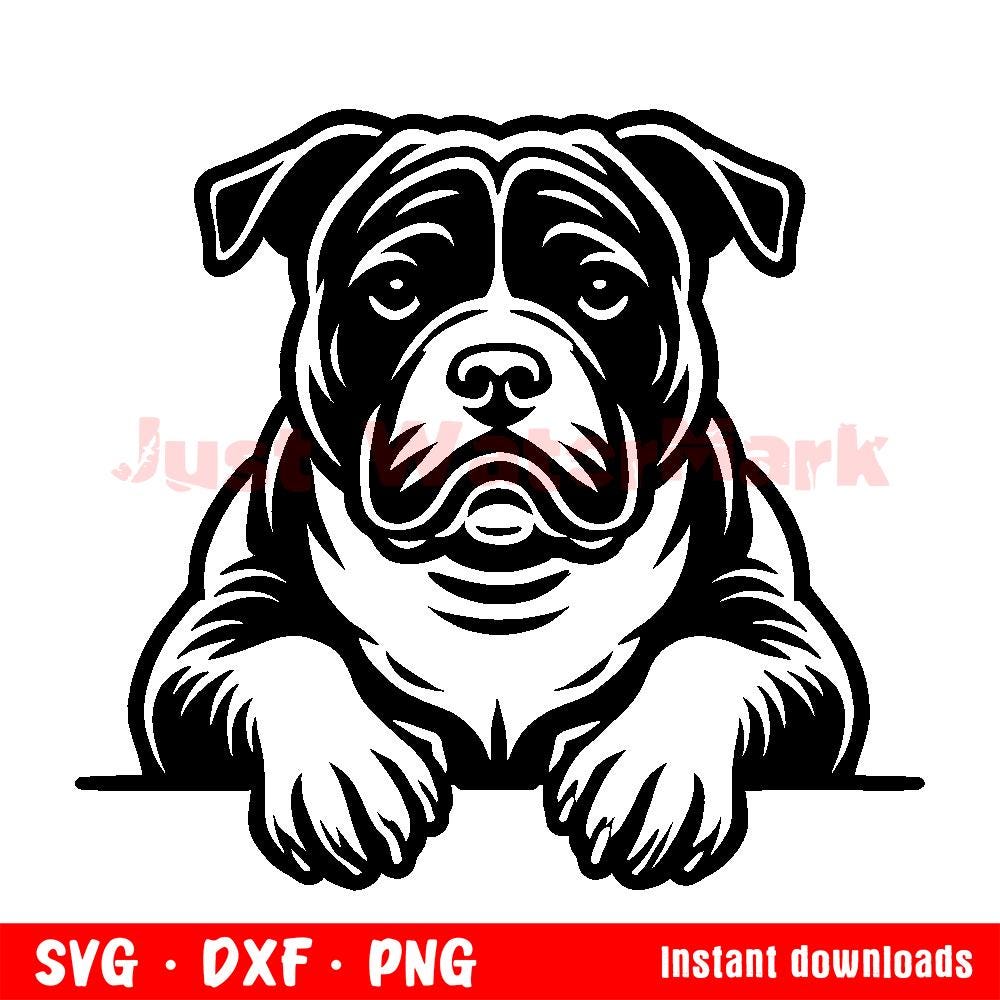 American Bully Extreme Dog Breed Cute Peeking Pose Svg, Dxf, Png Files ...
