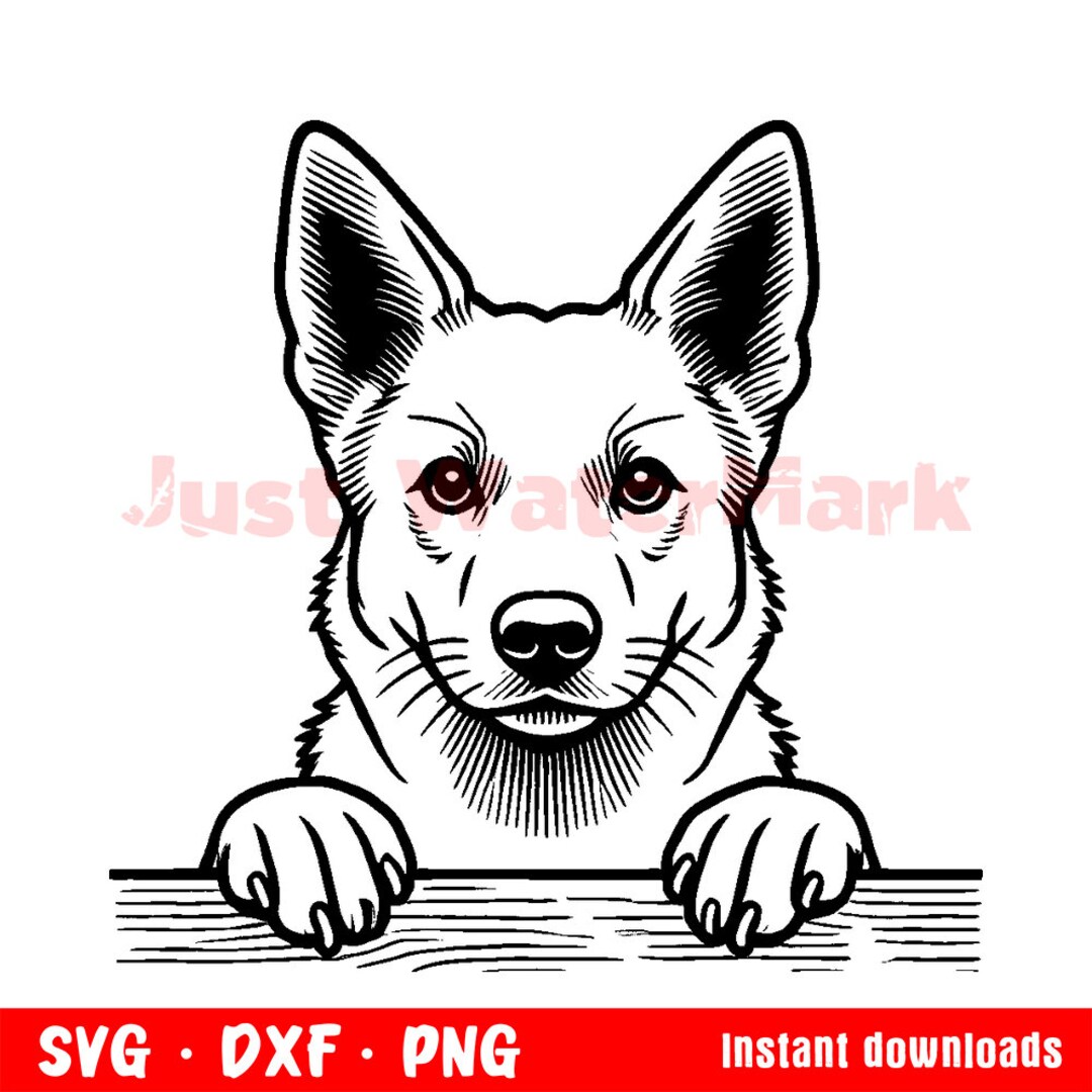 Dingo Heeler Dog Peeking Pose Cute Pet Lover Svg, Dxf, Png Files ...