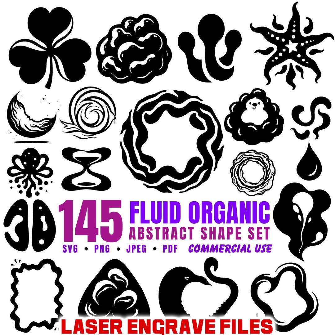 Abstract Shape Laser Engrave Files: SVG, PNG, PDF Bundle (commercial ...