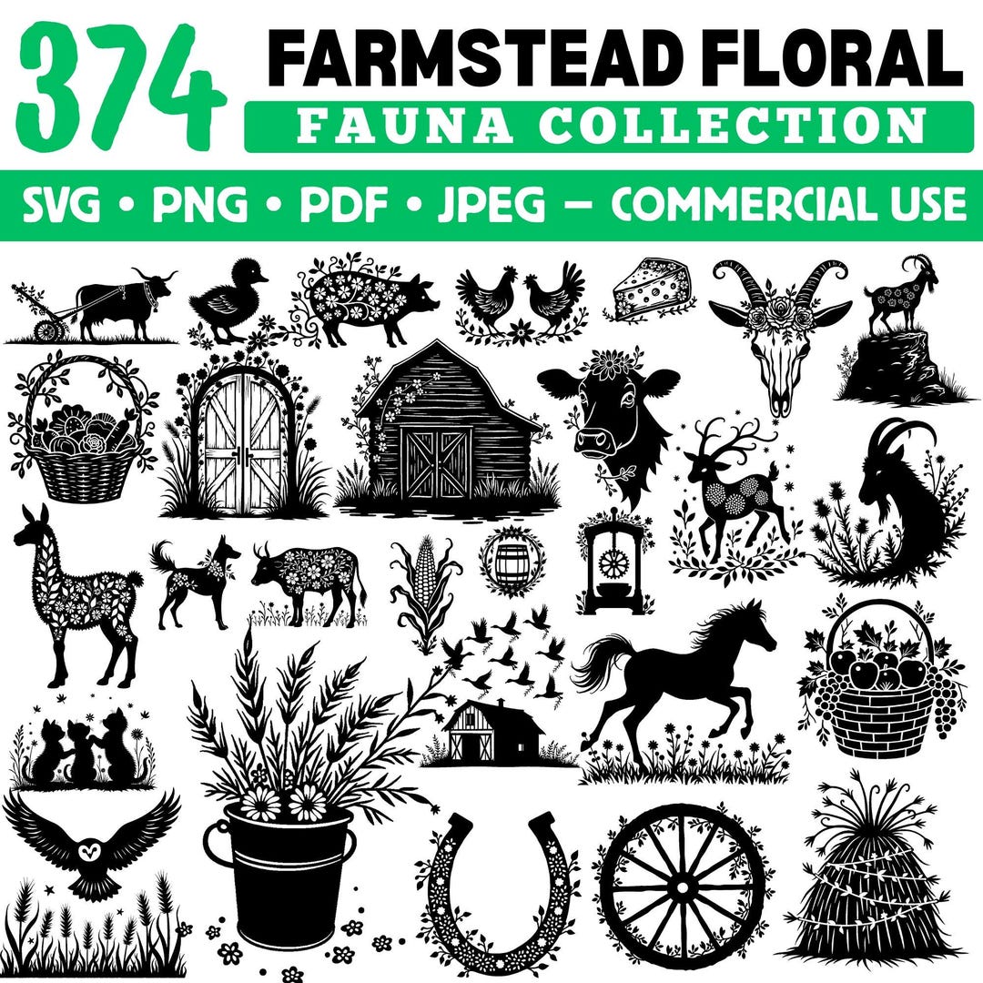 Farmstead Floral Fauna SVG Bundle: Cricut Cut Files (commercial Use ...