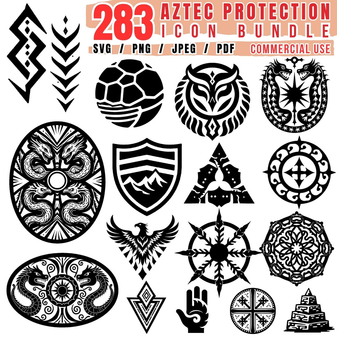Aztec Protection Icon Bundle: SVG PNG PDF Cricut Cut Files (commercial ...