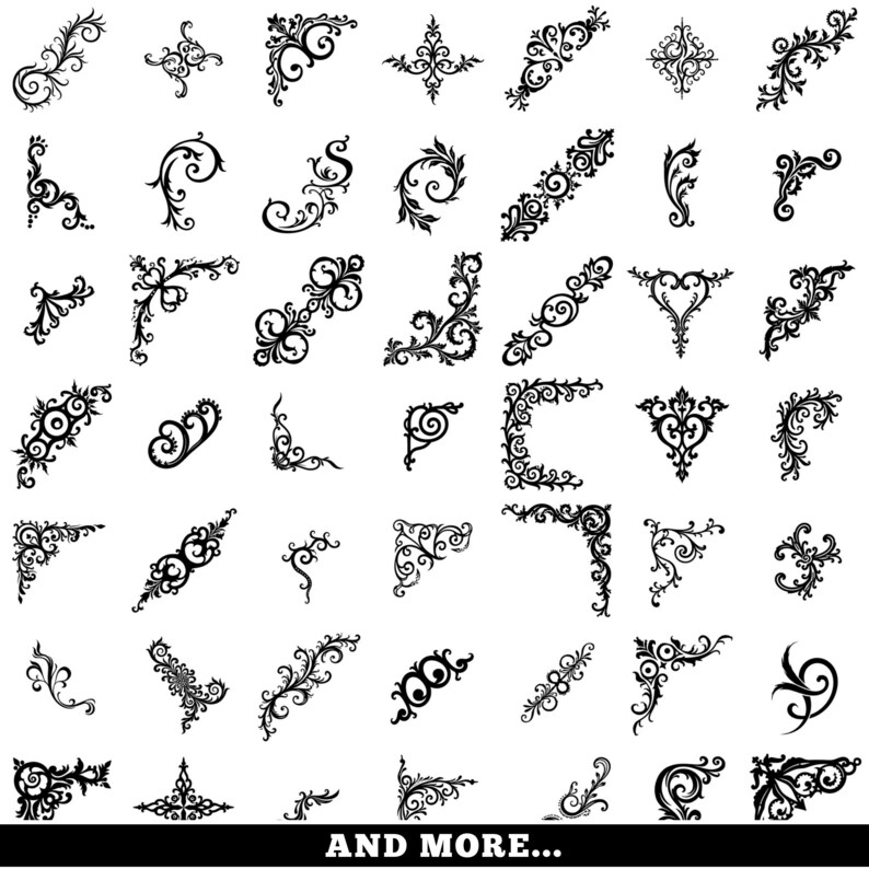 Filigree Curl Patterns: SVG, PNG, PDF Files for Cricut (commercial Use) - Etsy