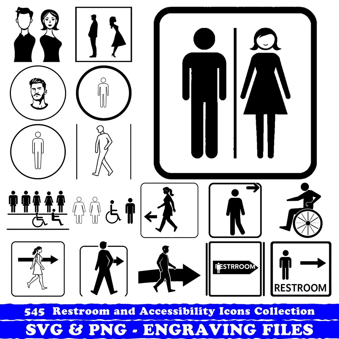 Laser Engrave Files Restroom and Accessibility Icons Collection Bundle ...