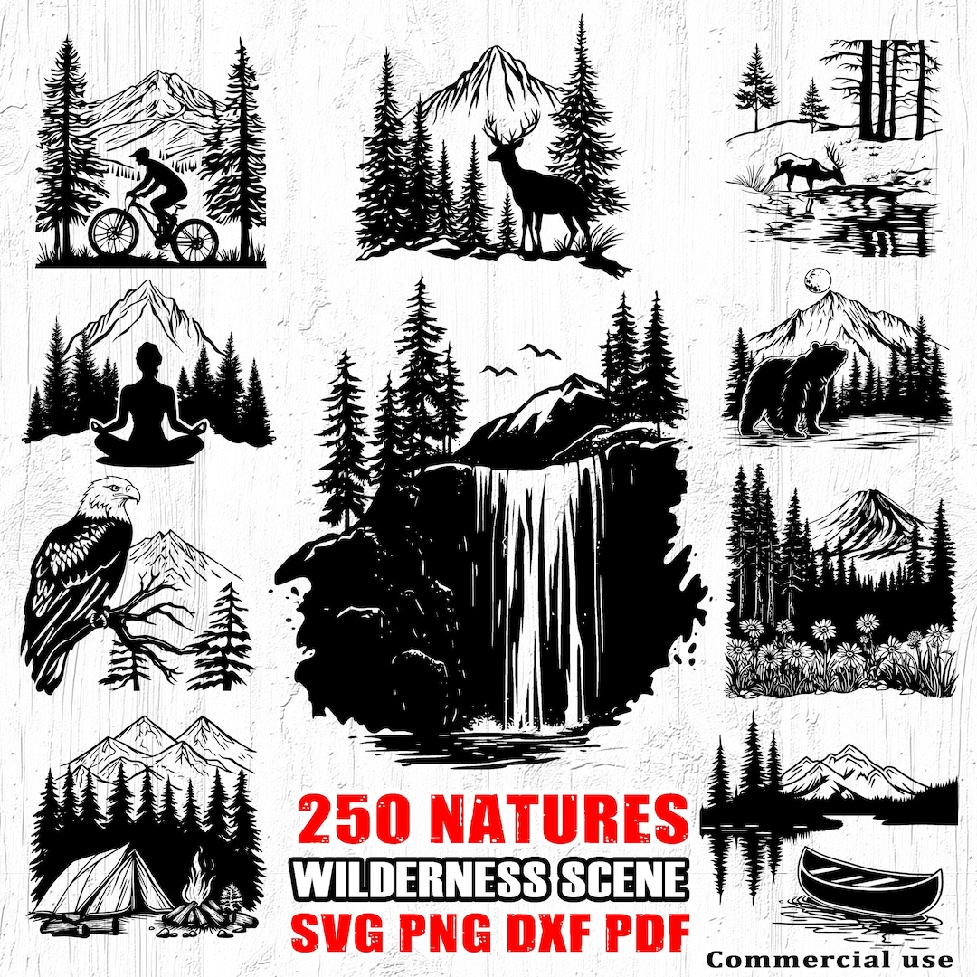 Natures Wilderness Scene Cut File Designs Svg Files Bundle Design Svg ...