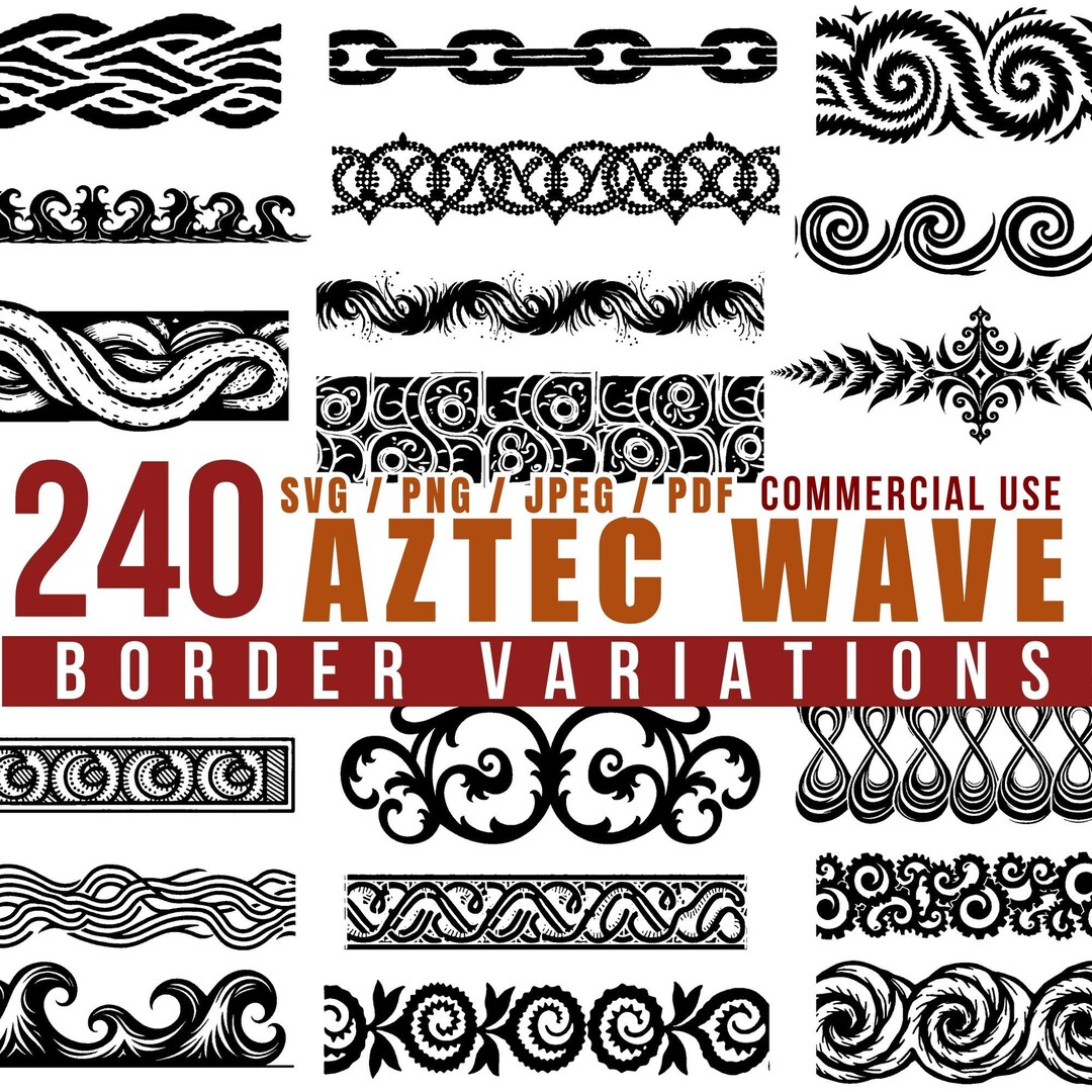 Aztec Wave Border SVG Bundle for Cricut - Unique Cut Files for Crafts ...