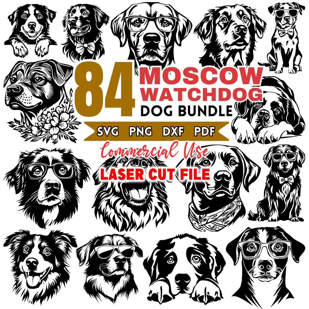 Laser Cut Files Moscow Watchdog Dog Bundle Graphics Cuttable Bundle Svg ...